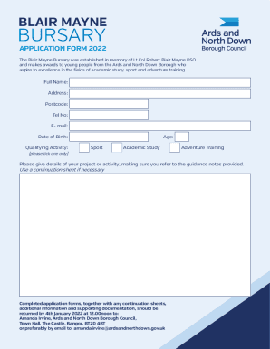 Fillable Online Blair Mayne Bursary Application Form Fax Email Print ...