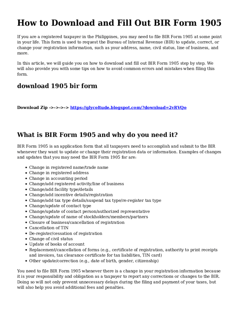 Fillable Online BIR Form 1905: how to fill up in 2023? Sample, latest ...