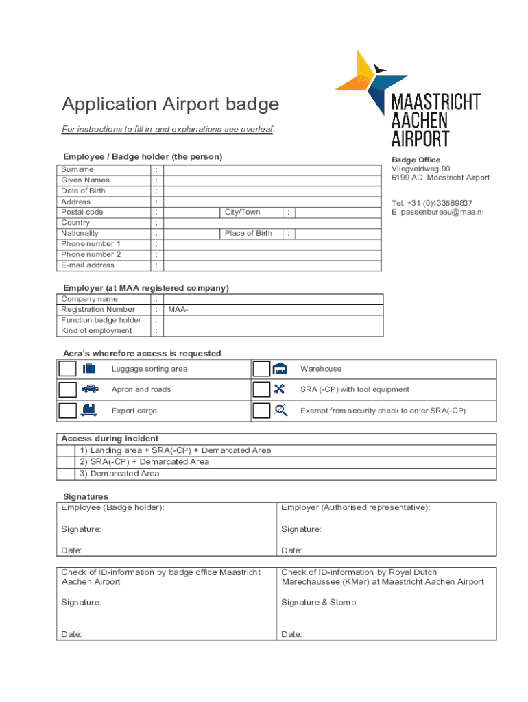 Fillable Online Application Airport badge Fax Email Print - pdfFiller