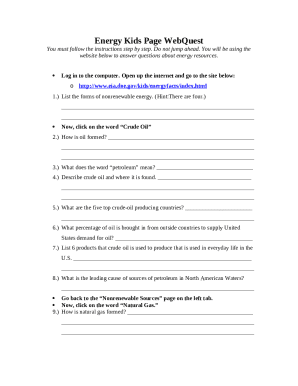 energy kids page webquest answer key Doc Template Doc Template | pdfFiller