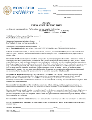 Fillable Online 2023/2024 FAFSA ASSET SECTION FORM Fax Email Print ...