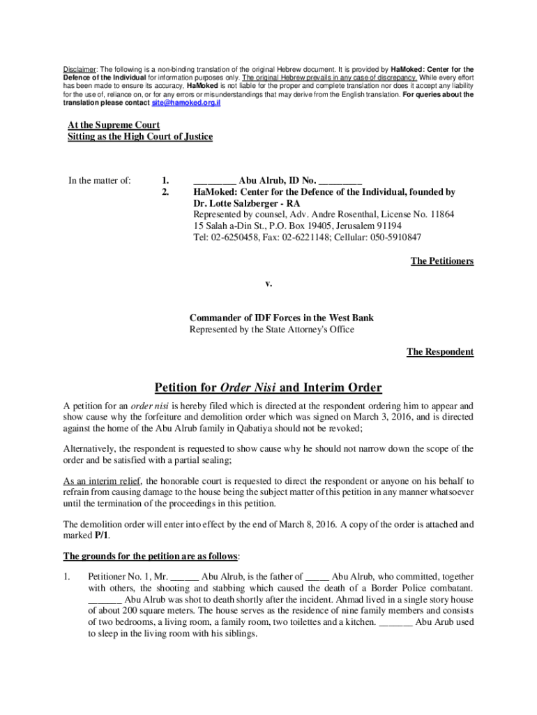 Fillable Online Disclaimer: The following is a non-binding translation ...