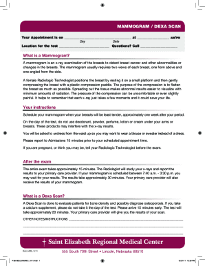 Fillable Online Patient Instructions-Mammogram. Patient Instructions ...