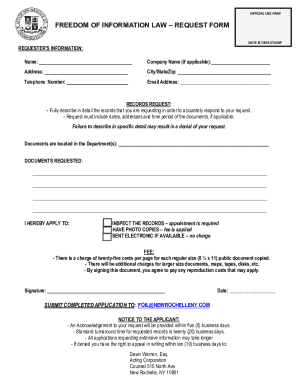 Fillable Online FREEDOM OF INFORMATION LAW REQUEST FORM Fax Email Print ...