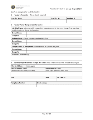 Fillable Online Provider Information Change Request Form - Medicaid Fax ...