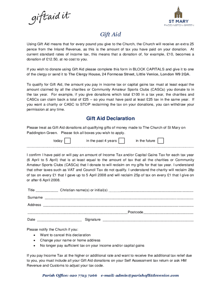 Fillable Online Download your gift aid form Fax Email Print - pdfFiller
