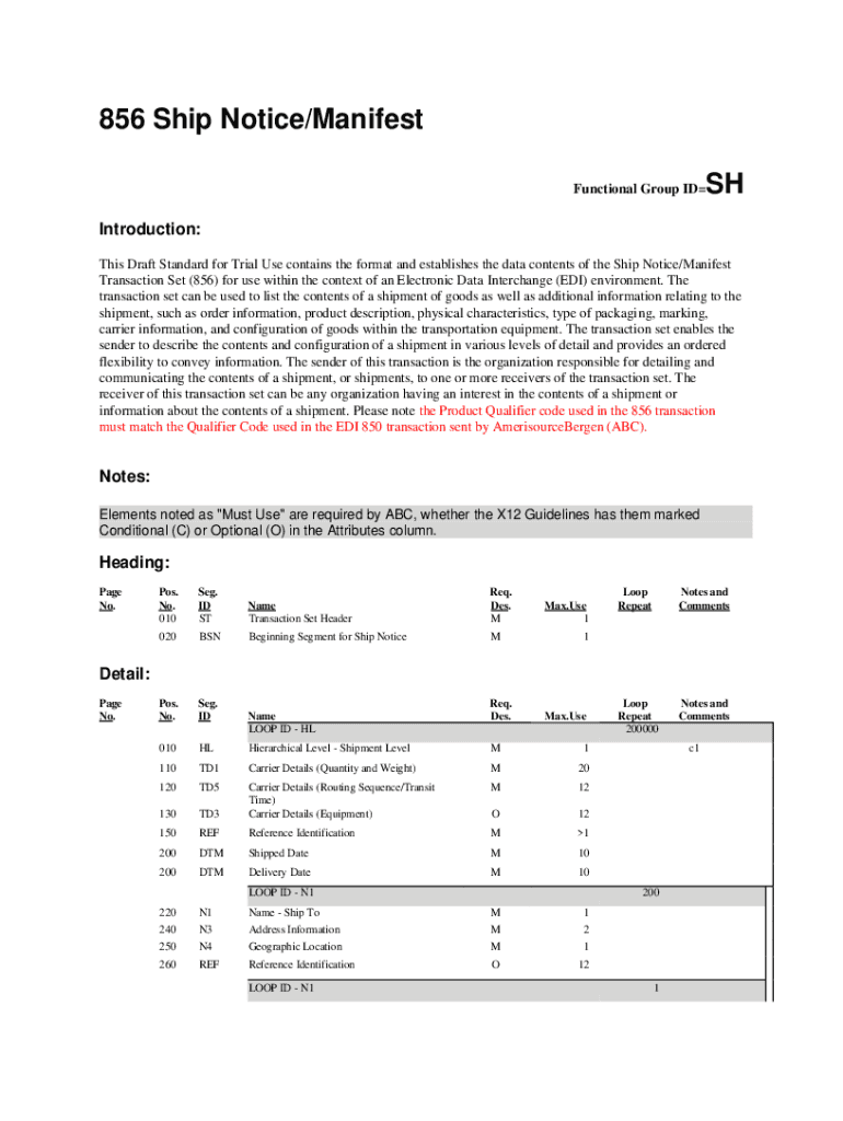 Fillable Online Tesla 856 Ship Notice/Manifest - Stedi EDI Guides Fax ...