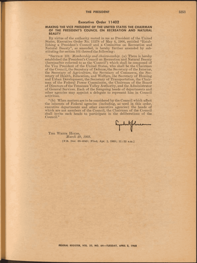 Fillable Online Executive Order on the President's Council of Advisors ...