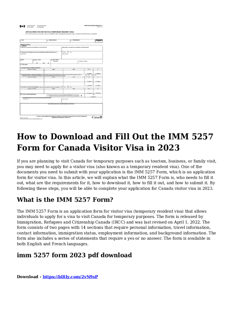 Fillable Online 2022 Form Canada IMM 5257Fill Online, Printable, Fillable ... Fax Email Print ...