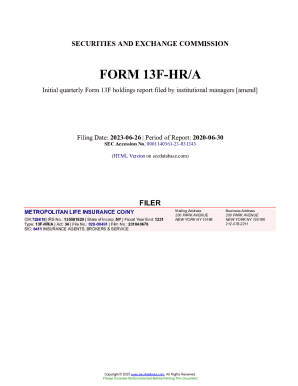 Fillable Online METROPOLITAN LIFE INSURANCE CO/NY Form 13F-HR/A Filed ...