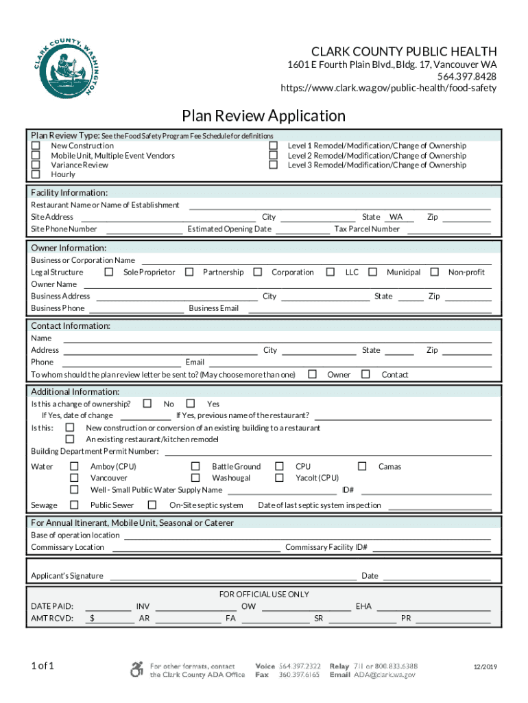 Fillable Online clark wa Restaurant Inspections - Public Health Fax Email Print - pdfFiller