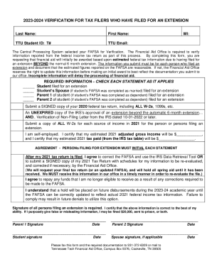 Fillable Online 2023-2024 VERIFICATION FOR TAX FILERS WHO HAVE ... Fax Email Print - pdfFiller