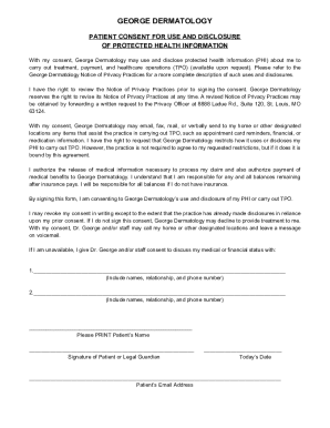 Fillable Online Patient Consent For Use and Disclosure of Protected ...
