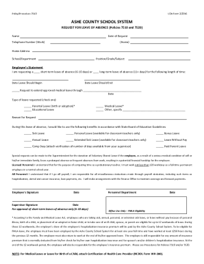 Fillable Online Teacher Form - Leave of Absence Request Form Fax Email ...