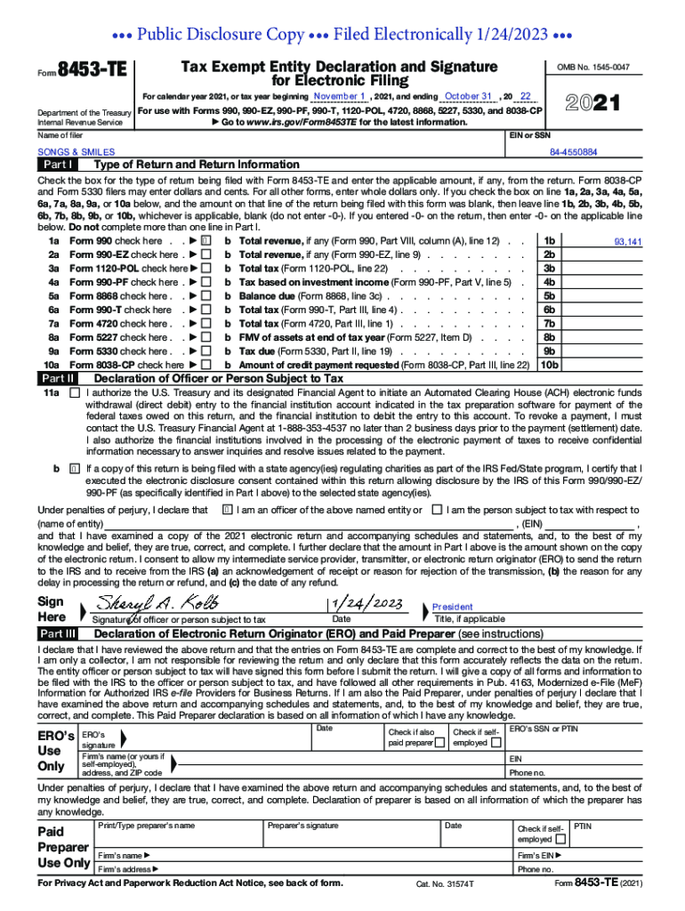 Fillable Online 2021 Form 8453-EO California e-file Return ...