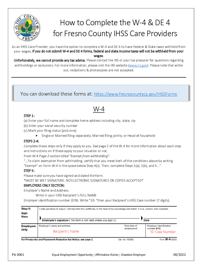 Fillable Online How to Complete the W-4 & DE 4 Fax Email Print - pdfFiller
