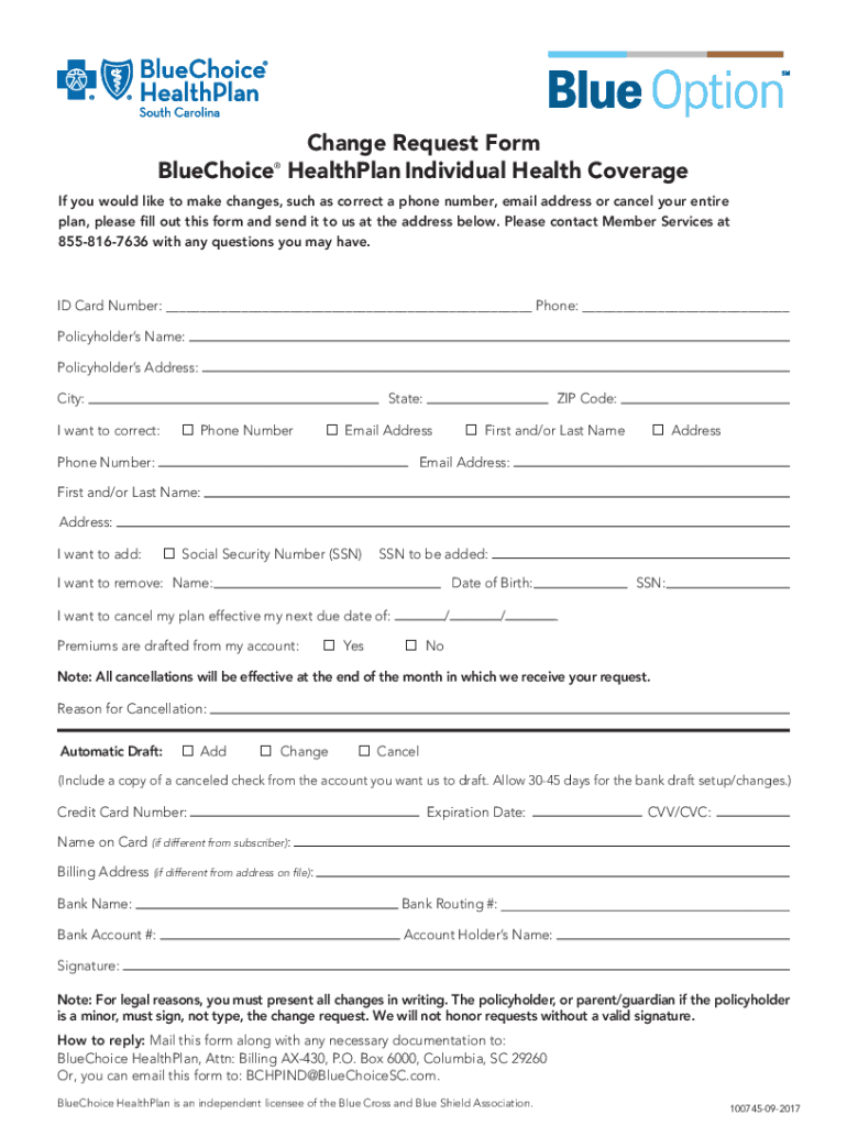 Fillable Online Individual Change Request Form Fax Email Print - pdfFiller