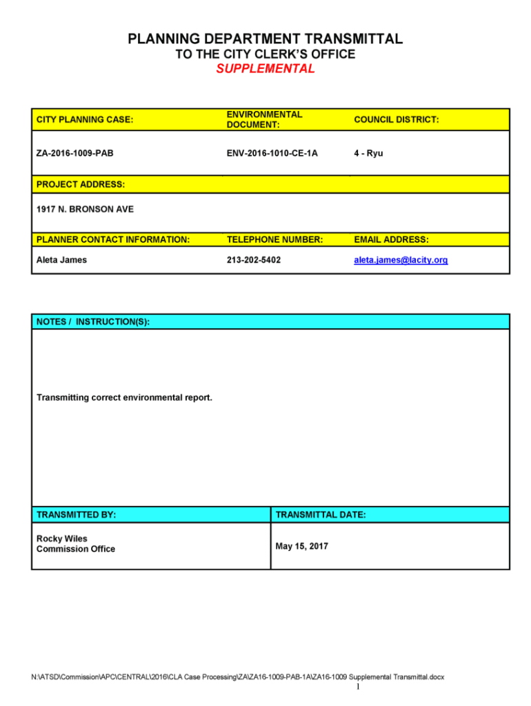 Fillable Online TRANSMITTAL TO CITY COUNCIL - LA City Clerk - City of ...