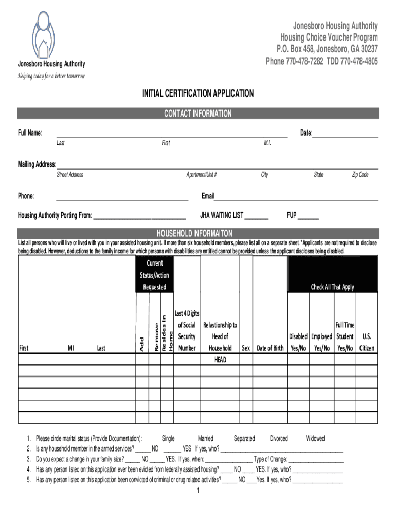 Fillable Online HCV Application Forms Fax Email Print - pdfFiller