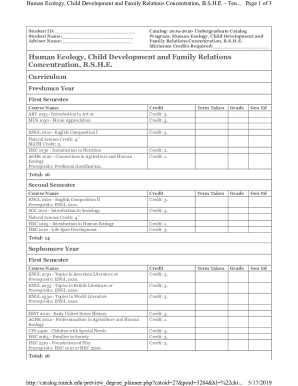 Fillable Online Human Development and Family Science Major, B.A.Ed ... Fax Email Print - pdfFiller