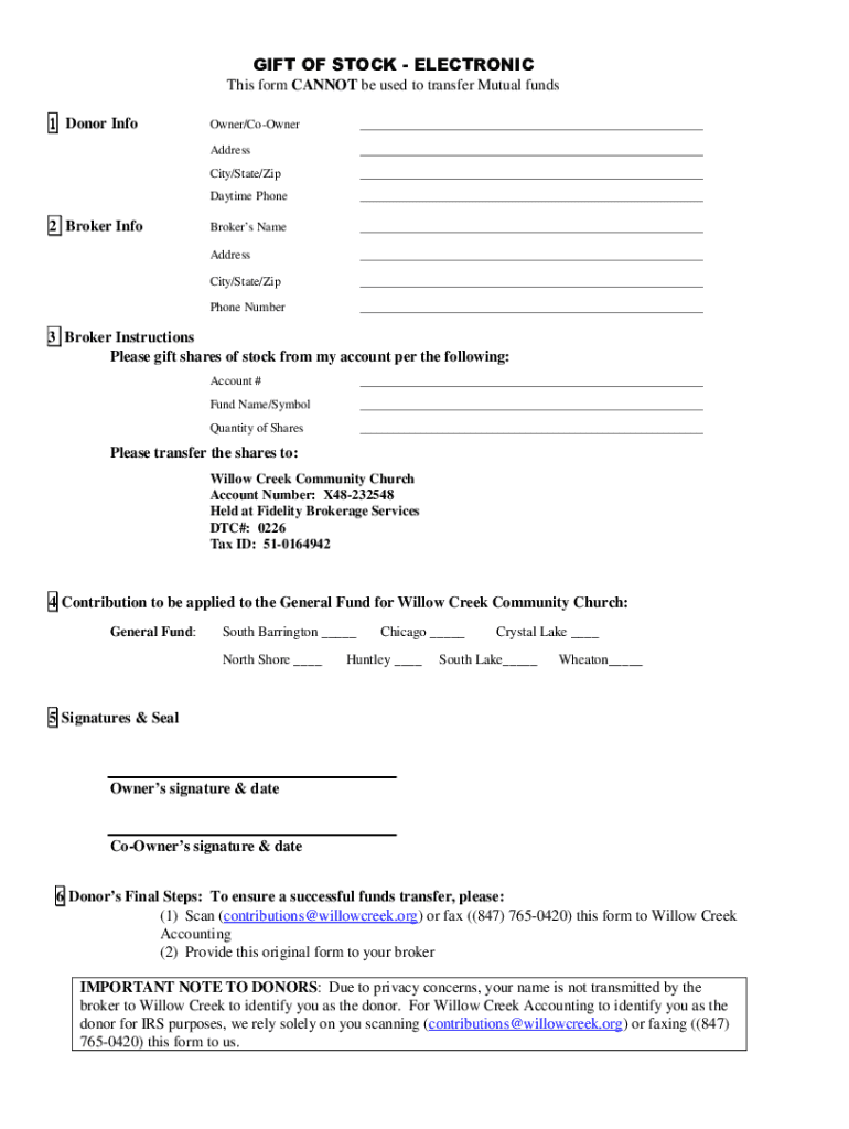 Fillable Online Instructions for Gifts of Securities 1. Notify our office and ... Fax Email ...