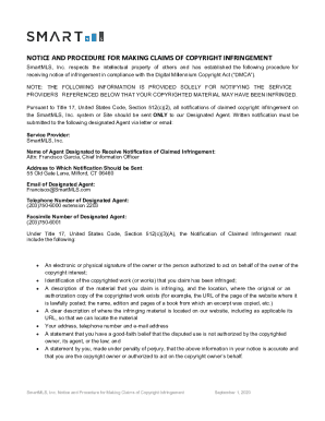 Fillable Online SMARTMLS DMCA CLAIM FORM Fax Email Print - pdfFiller
