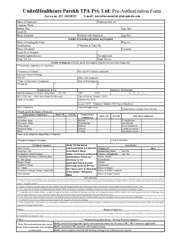 Fillable Online Pre-Authorization Request Form.cdr Fax Email Print ...