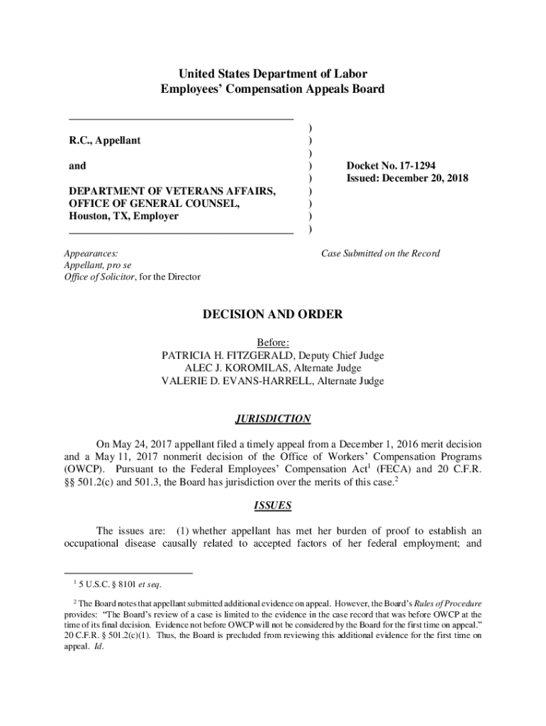 Fillable Online 17-1294: R.C. and DEPARTMENT OF VETERANS ... Fax Email ...