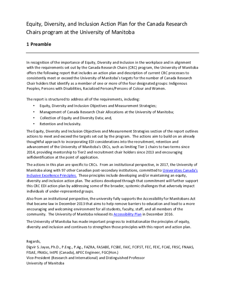 Fillable Online Equity, Diversity, and Inclusion Action Plan for the Canada ... Fax Email Print ...