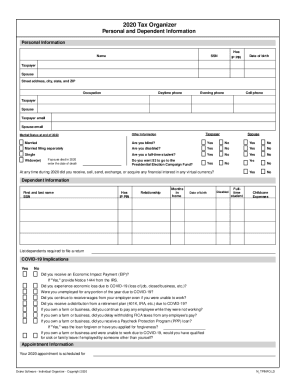 Fillable Online income tax organizer for tax year 2020 Fax Email Print - pdfFiller