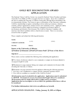Fillable Online Gold Key - Application Form Fax Email Print - pdfFiller