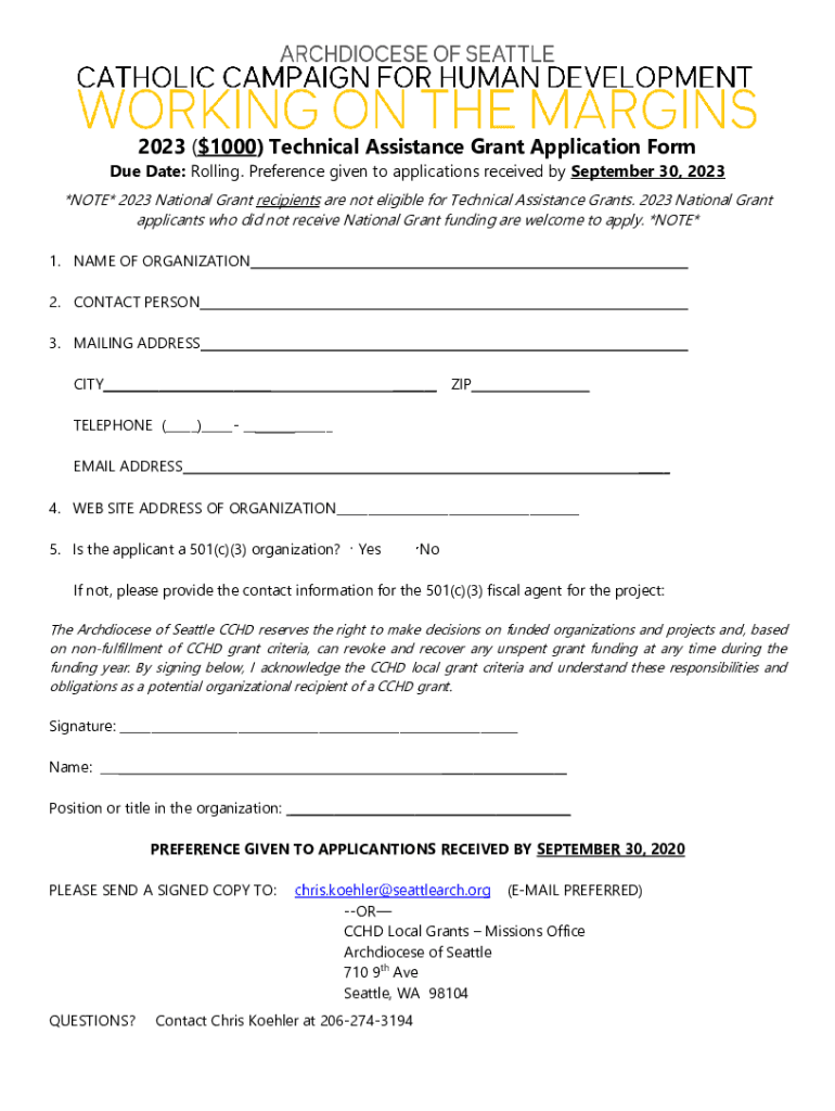 Fillable Online 2023 ($1000) Technical Assistance Grant Application ...