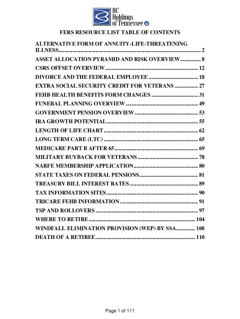 Fillable Online FEDERAL RETIREMENT BENEFITS Fax Email Print - pdfFiller