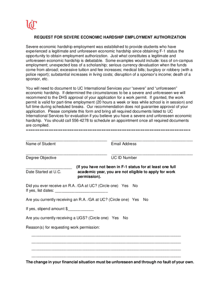 Fillable Online F-1 Off Campus Employment and International ...