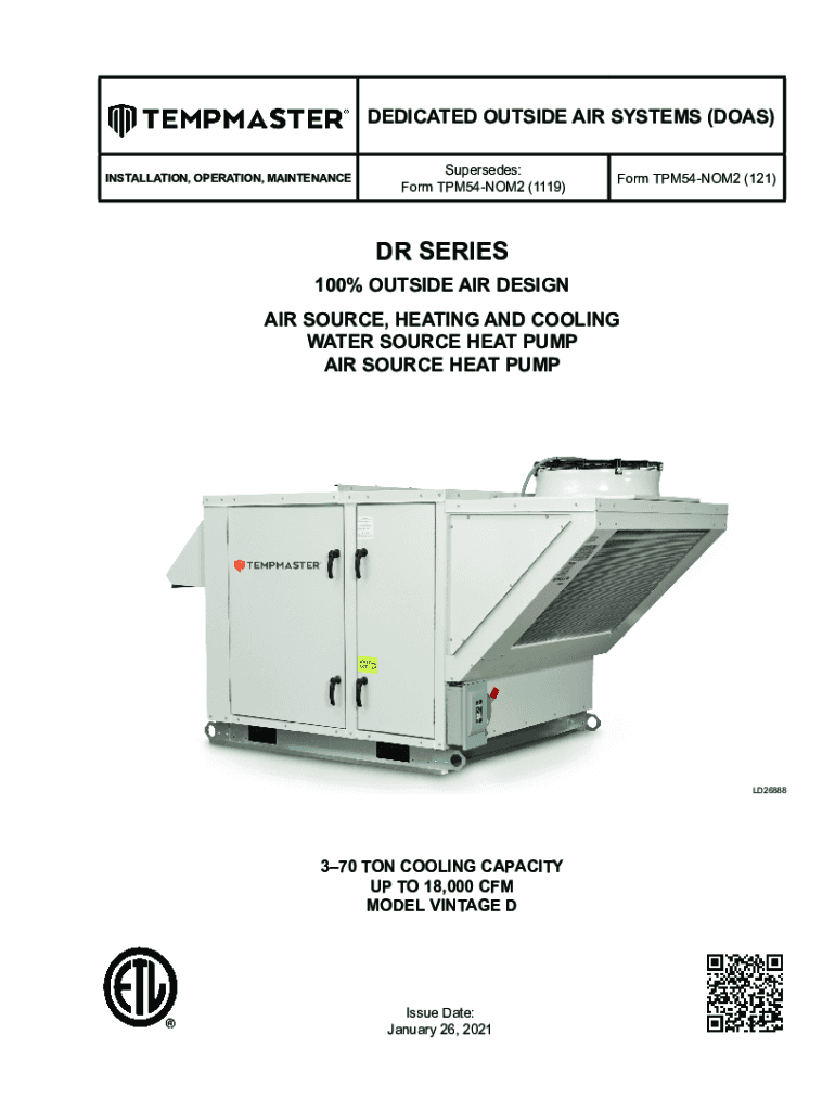 Fillable Online DR Series Dedicated Outside Air Systems, Model Rev D ...