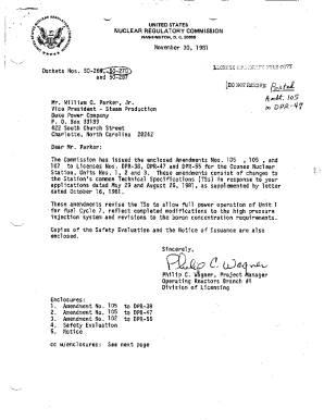 Fillable Online Oconee, Units 1, 2 and 3, License Amendments 105, 105 ...