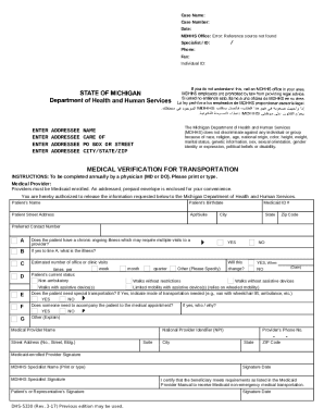 DHS-5330, Medical Verification For Transportation, . Medical ...