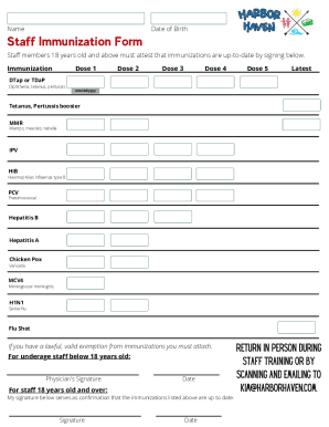 Fillable Online HH - Staff Immunization Form Fax Email Print - pdfFiller