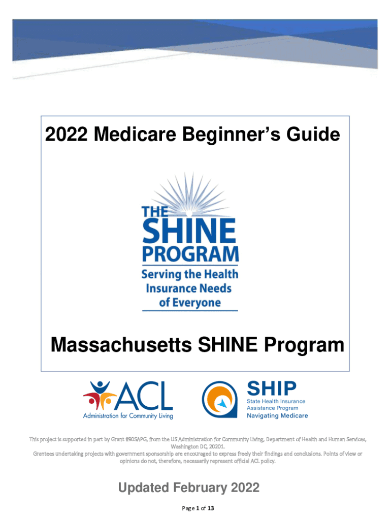 Fillable Online Medicare Beginner's Guide Massachusetts SHINE Program ...