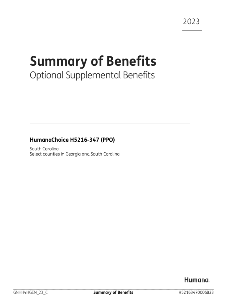 Fillable Online Your 2023 Summary of Benefits Optional Supplemental ...