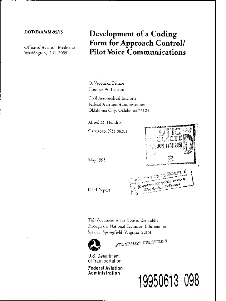 Fillable Online Development of a Coding Form for Approach Control/Pilot ... Fax Email Print ...