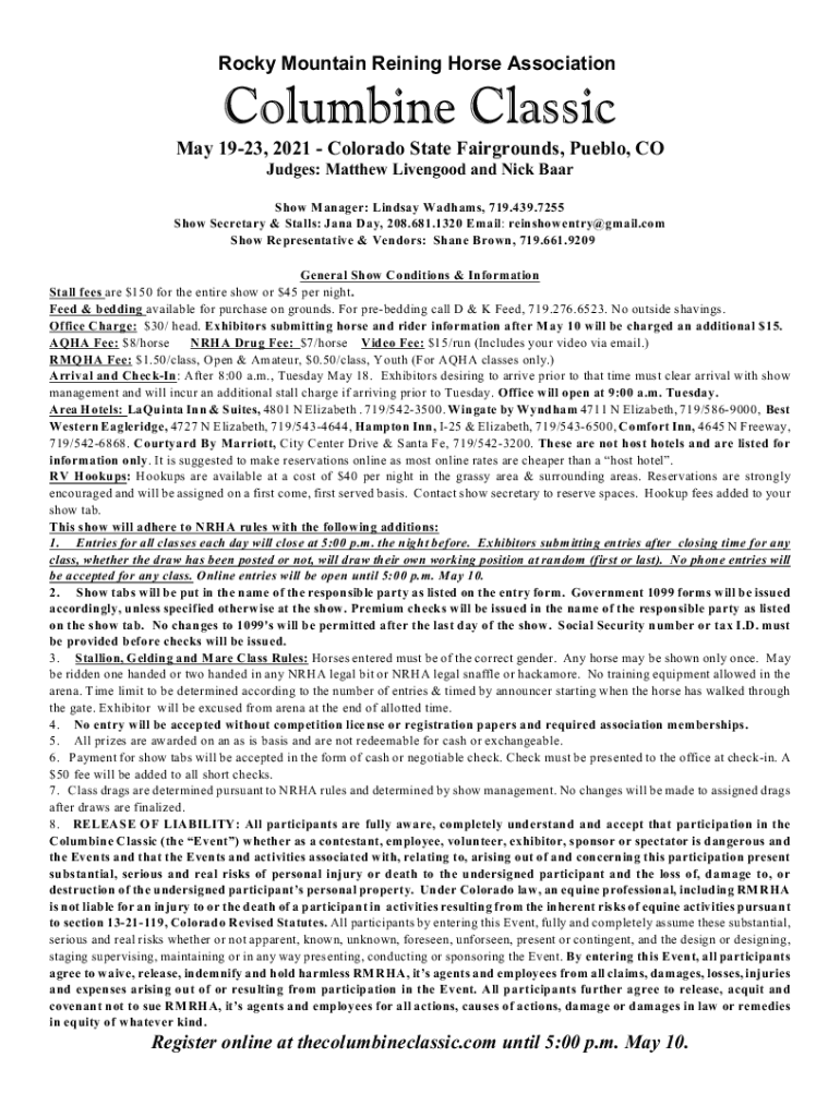 Fillable Online The Columbine Classic Fax Email Print - pdfFiller