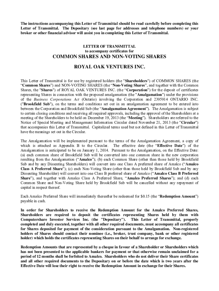 Fillable Online this letter of transmittal must be validly completed ...