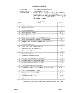 Fillable Online Contractor 1 EE(E) e- TENDER DOCUMENT DRAFT NIT No Fax ...