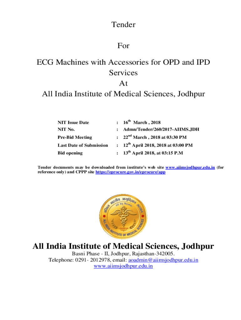 Fillable Online Tender for ECG Machines with Accessories for OPD and ...