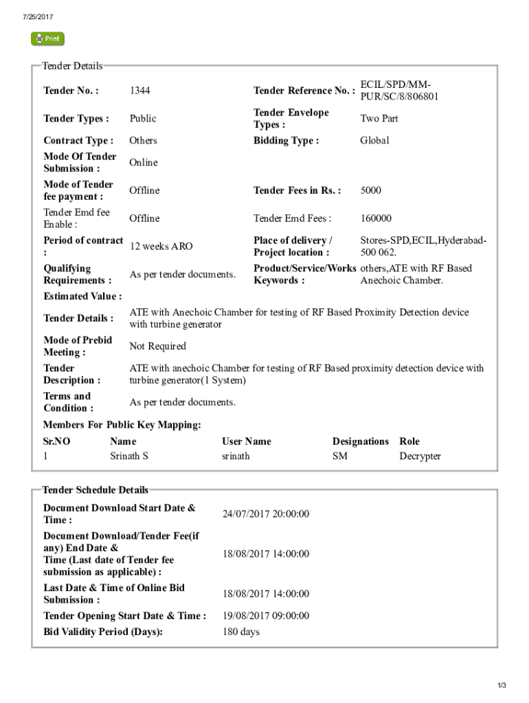 Fillable Online ECIL/SPD/MM- PUR/SC/8/806801 Tender Types Fax Email Print - pdfFiller