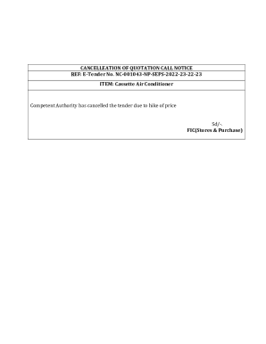 Fillable Online Quotation Call Notice for Tent and Decoration ...