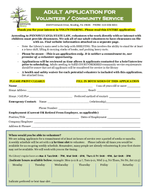 Fillable Online Volunteer Application Process - Hershey Fax Email Print - pdfFiller