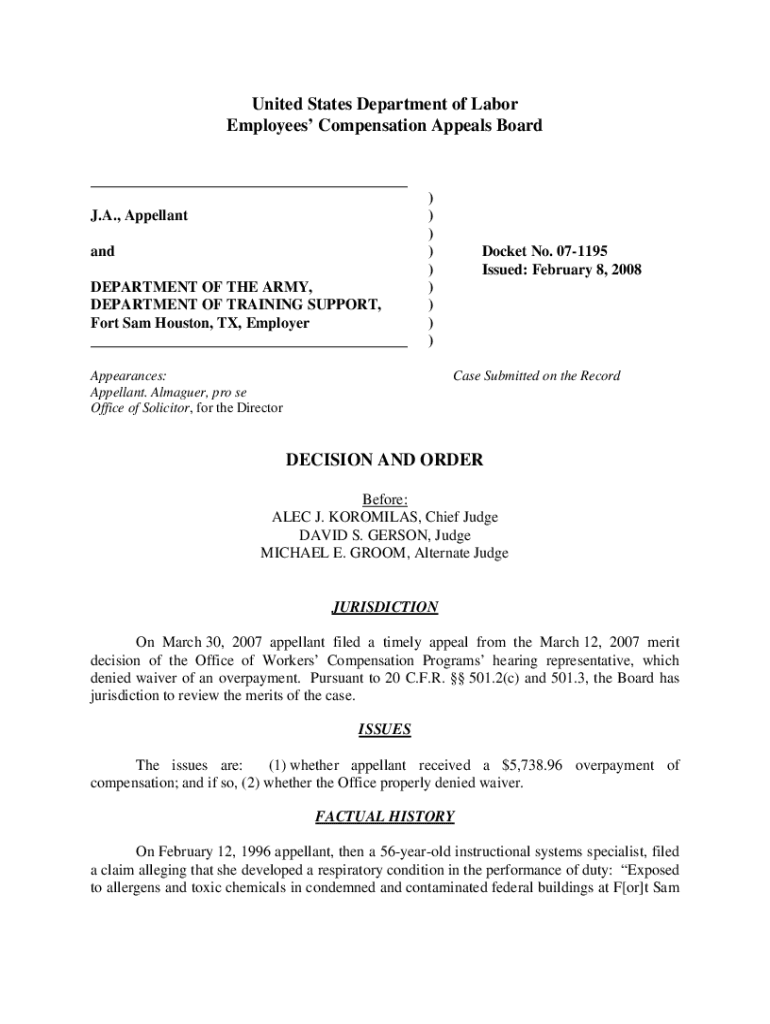 Fillable Online 21-1152: M.H. and DEPARTMENT OF THE ARMY, Fort Ca ...