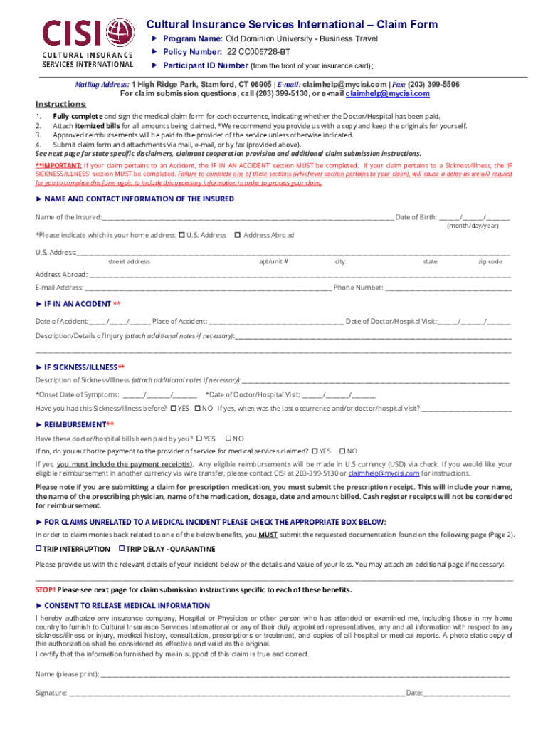 Fillable Online ODU Travel Insurance Coverage Sample Form 22-23. ODU Travel Insurance Coverage ...